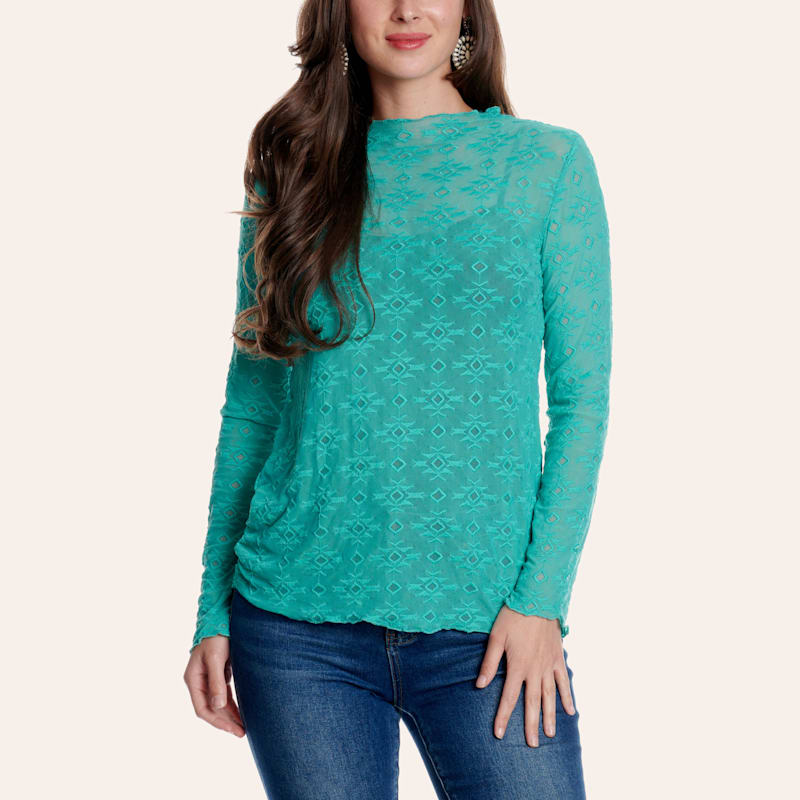 turquoise patterned tops